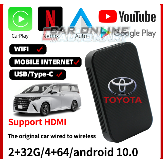 AI BOX Toyota Alphard 2023 Android 10.0 Wireless Car play wired to ...