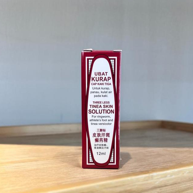 THREE LEGS TINEA SKIN SOLUTION (UBAT KURAP CAP KAKI TIGA) 12ML | Shopee ...