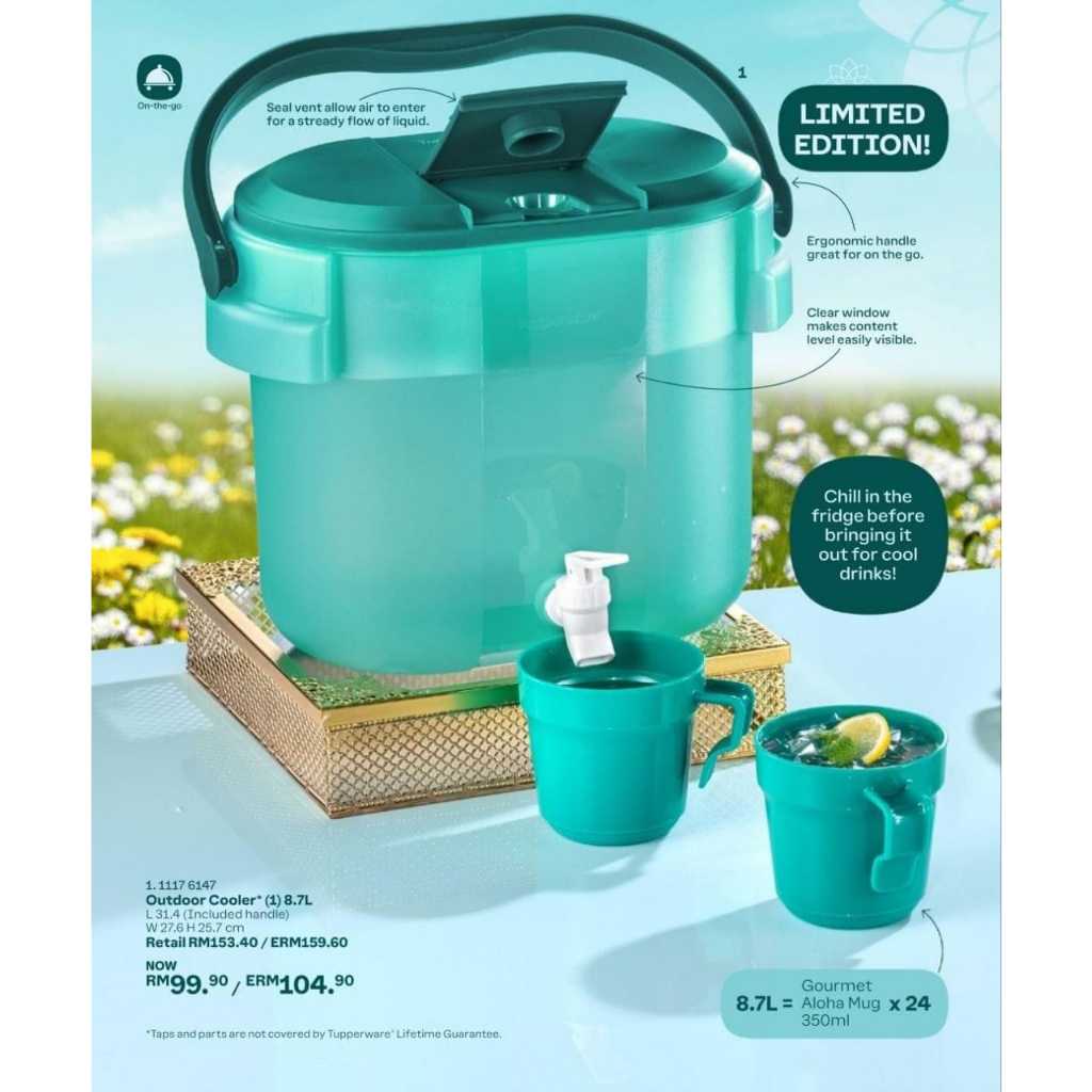 Tupperware outdoor cooler 8.7L red water dispenser Water dispenser ...