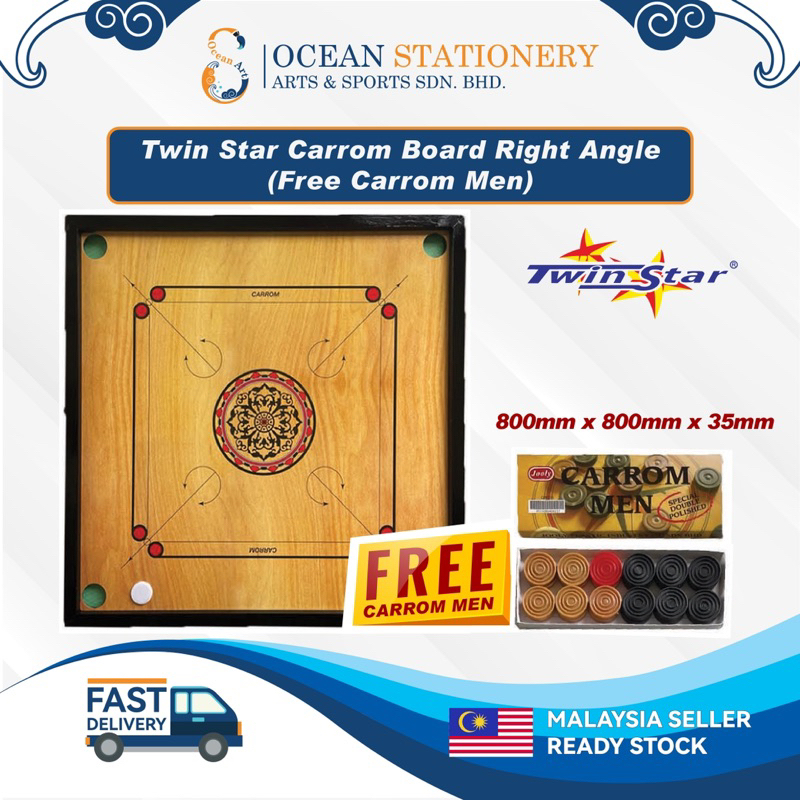 Twin Star Carrom Board Right Angle Wooden Frame (Free Carrom Men) | Shopee Singapore