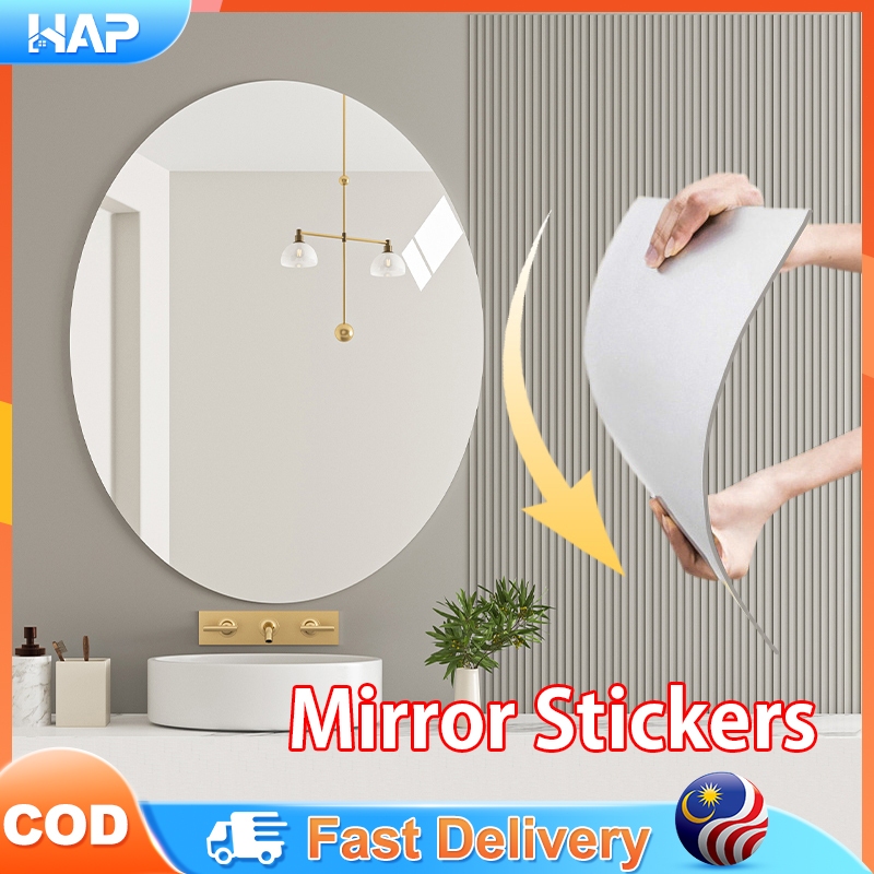 HAP- Mirror Sticker Cermin Hiasan Acrylic Round Mirror Wall Self ...