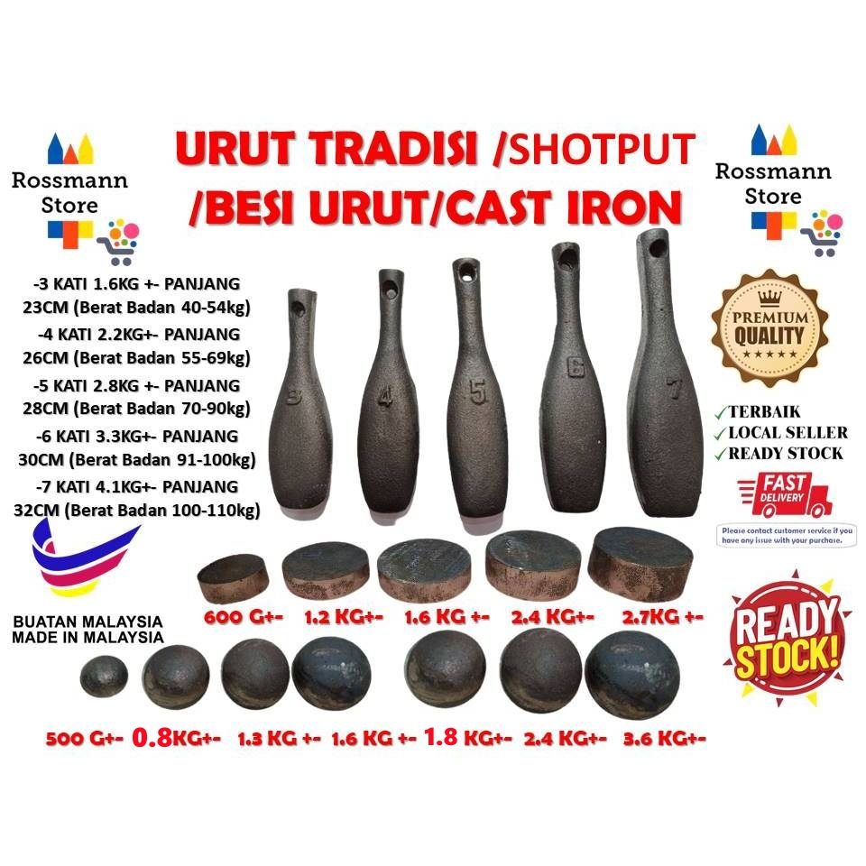 Tungku Besi 3/4/5/6/7Kati Besi Urut/Besi Urut Tradisional/Cast Iron ...