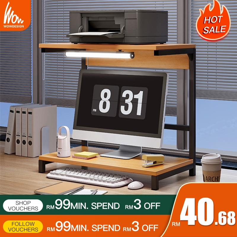 Monitor Stand With LED Light Desktop Organizer Printer Rack ...