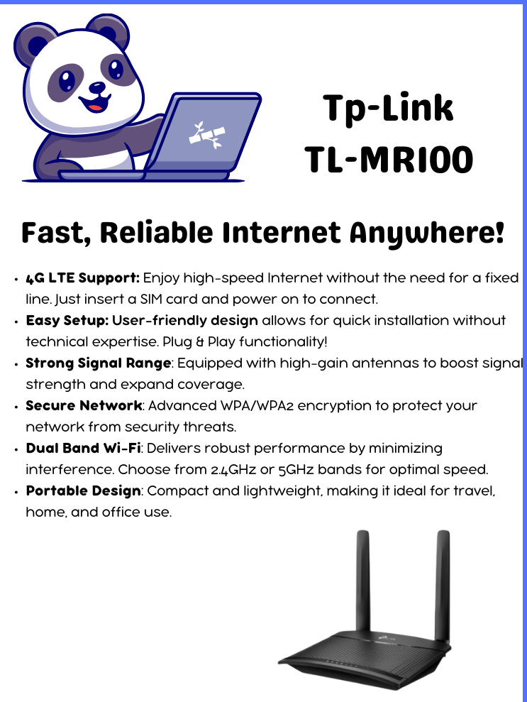 TP-Link TL-MR100 4G LTE Dual Band Wireless Router Standard SIM card ...