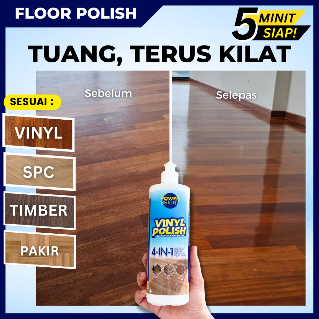 Pengilat Lantai Kayu Vinyl Polish Vinyl Floor Home Kilat Kayu SPC ...