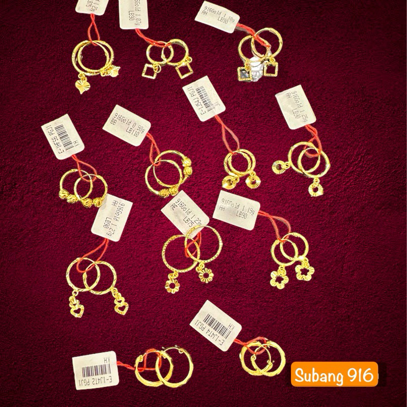 Subang ring fesyen emas916 tulen | Shopee Singapore
