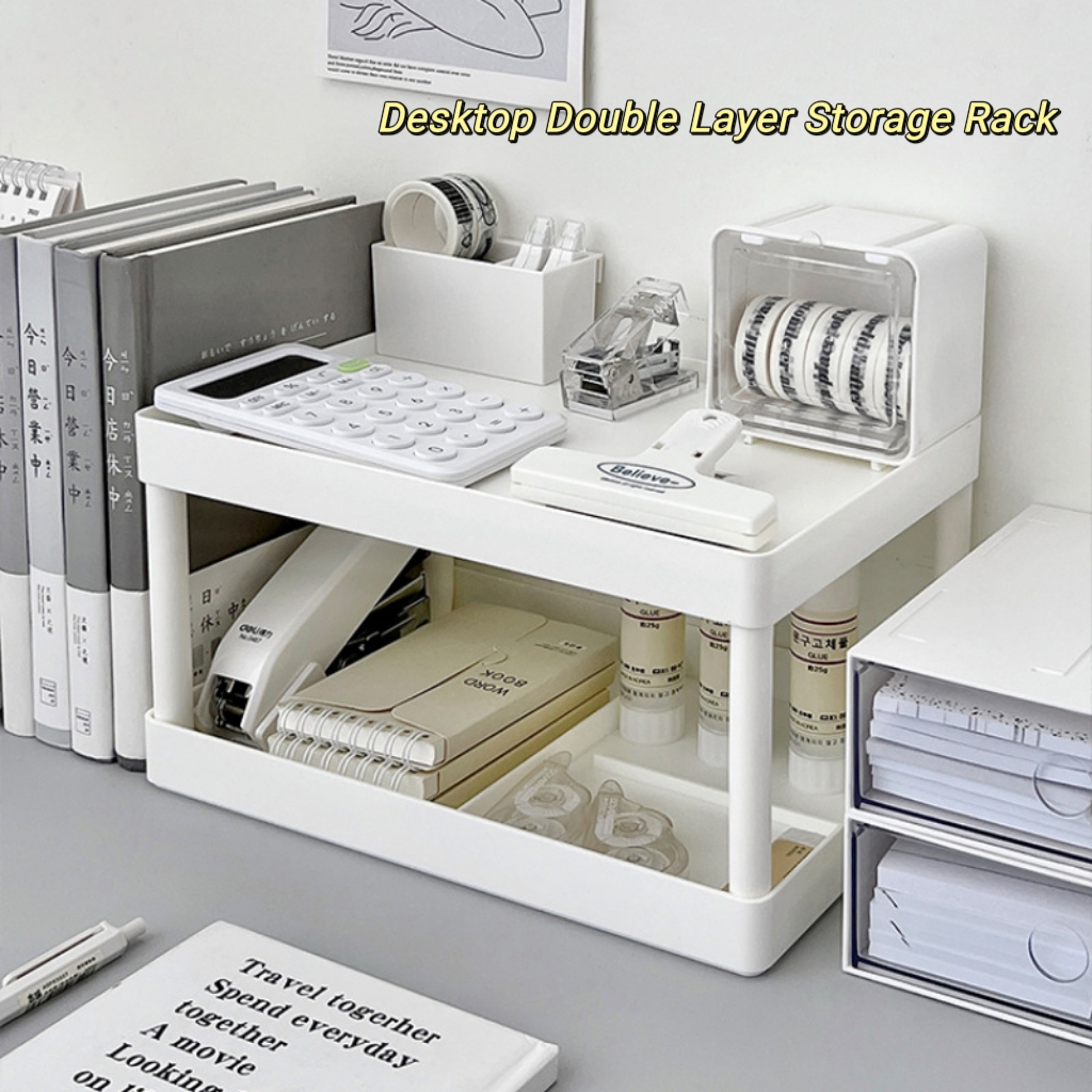 Multifunction Desktop Storage Rack Double-Layer Desktop Organizer Shelf ...