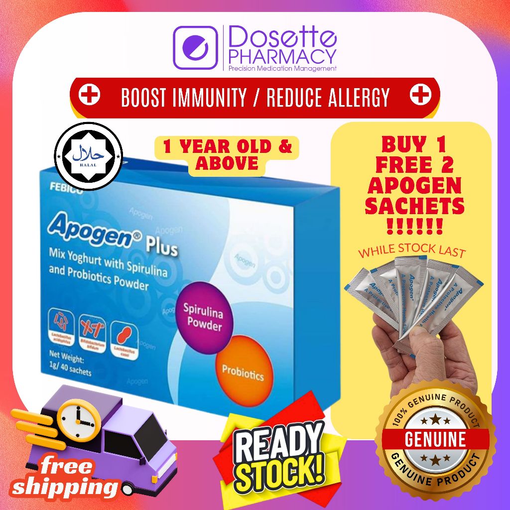 APOGEN PLUS EXP:02/27 PROBIOTIC GRANULES 40 SACHETS / 2 x 40 SACHETS ...