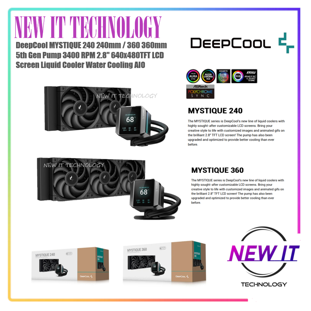 DeepCool MYSTIQUE 240 240mm / 360 360mm 5th Gen Pump 3400RPM 2.8 ...