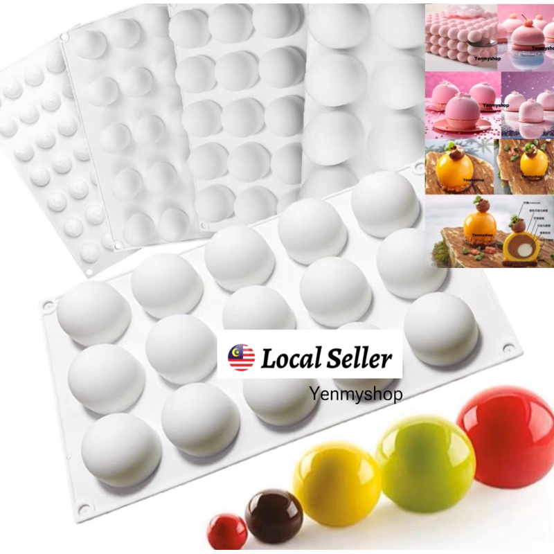 Kek Acuan Silicone Sphere Mould Egg Yolk Jelly Mold Small Round Ball ...