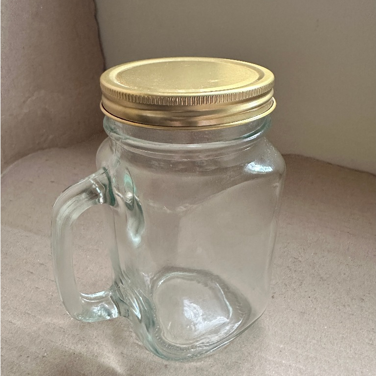 500ml Glass Drinking Jar / Glass Mug with Handle / Mug with Cover ...