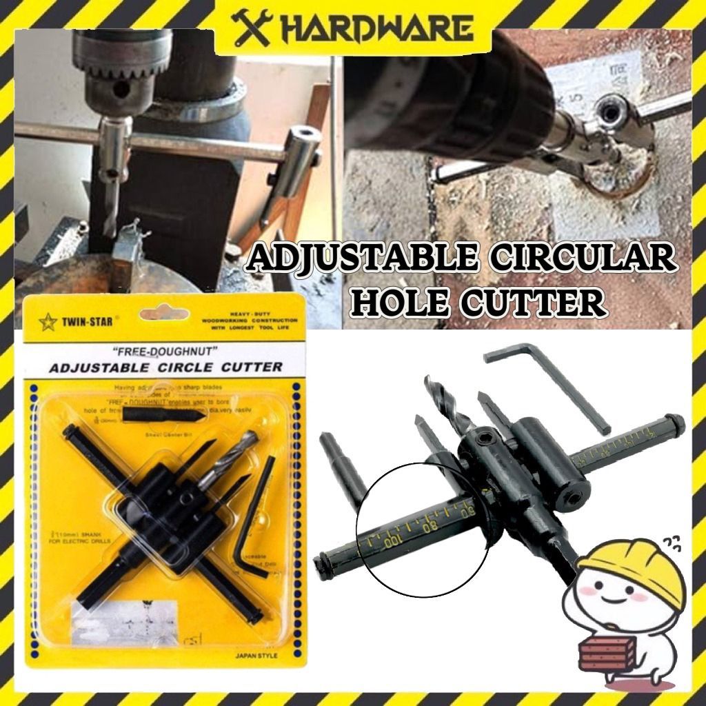 30MM /120MM ADJUSTABLE CIRCLE HOLE CUTTER/ WOOD DRYWALL DRILL BIT SAW ...