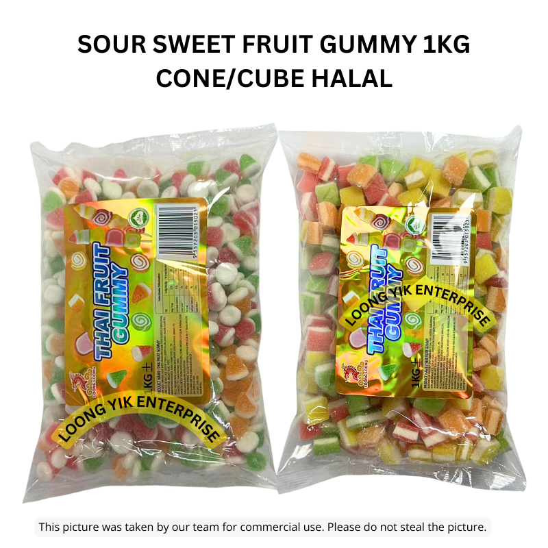 SOUR SWEET FRUIT GUMMY 1KG CONE/CUBE HALAL | Shopee Singapore