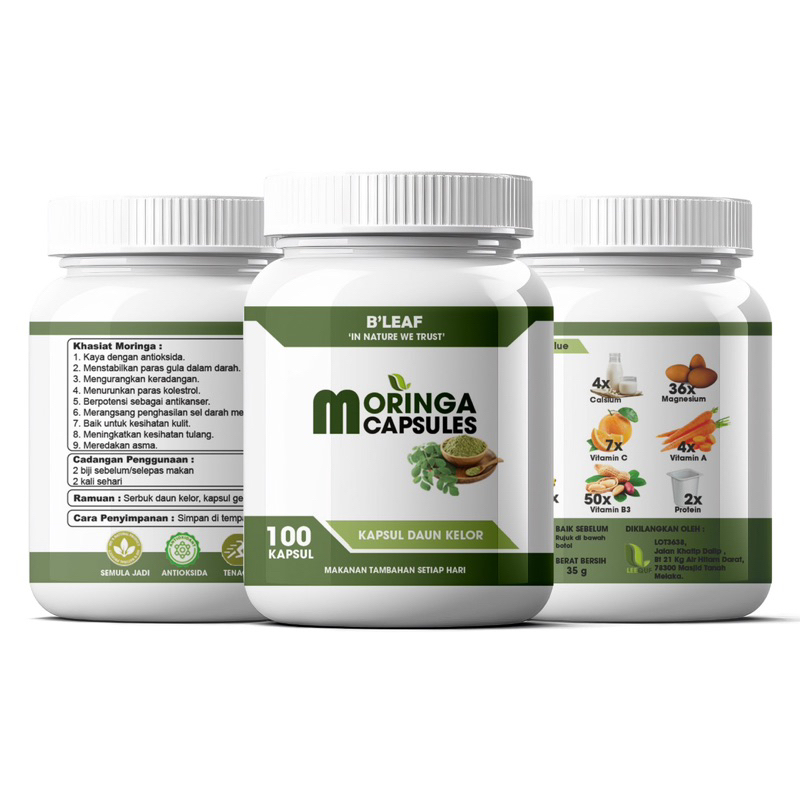 Moringa Capsules [100 caps]/Moringa Leaf Capsules [100 Seeds]/Moringa ...