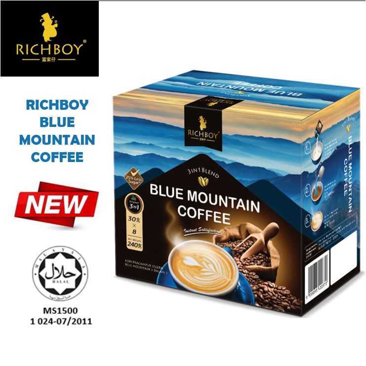 RICHBOY BLUE MOUNTAIN COFFEE 3in1 240g (30g x 8 sachets) - Less Sugar | Shopee Singapore