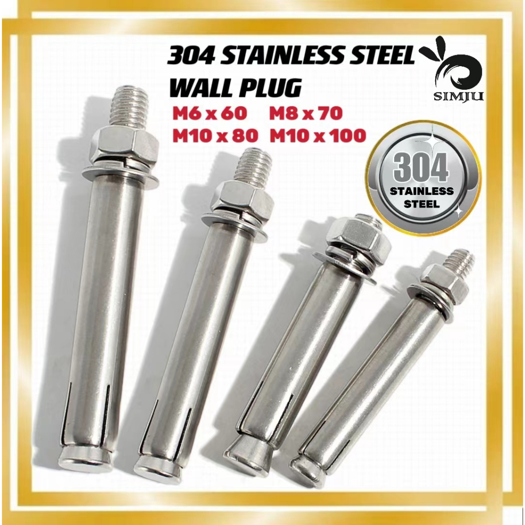 304 Stainless Steel Wall Plug M6 M8 M10 Expansion Anchor Bolts | Shopee ...