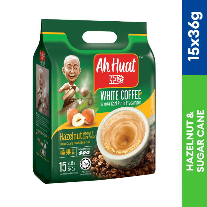 AH HUAT White Coffee Hazelnut & Cane Sugar 36g x 15 Sticks | Shopee Singapore