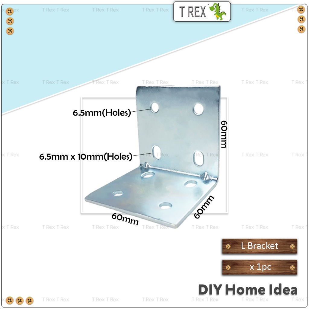 T Rex DIY 60mm Heavy Duty Furniture L Shaped Angle Steel Bracket ...