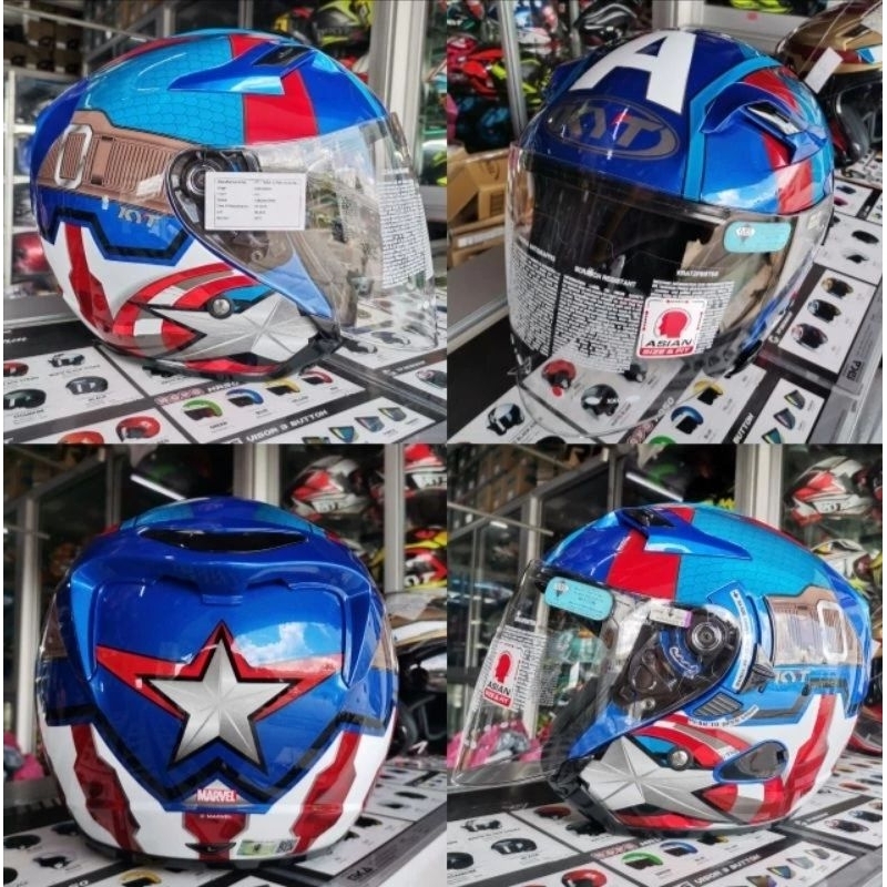 LIMITED EDITION HELMET KYT VENOM DOUBLE VISOR OPEN FACE MARVEL CAPTAIN ...