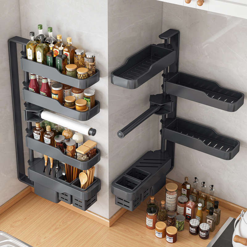 Wall-Mounted Kitchen Storage Spice Rack 180 Rotating Storage Organizing ...
