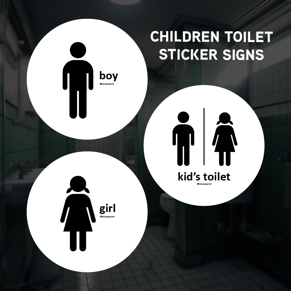 Boy Girl Kid Children Child Toilet Sign Signage White Sticker. School ...