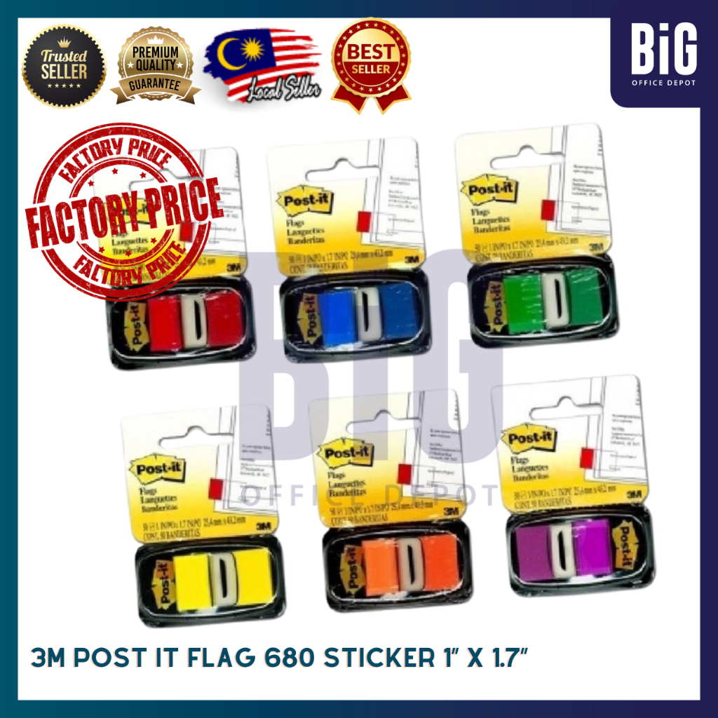 3M POST IT FLAG 680 | EXPERT FILM INDEX FLAG TAPE 1" x 1.7" | FLAG TAPE ...