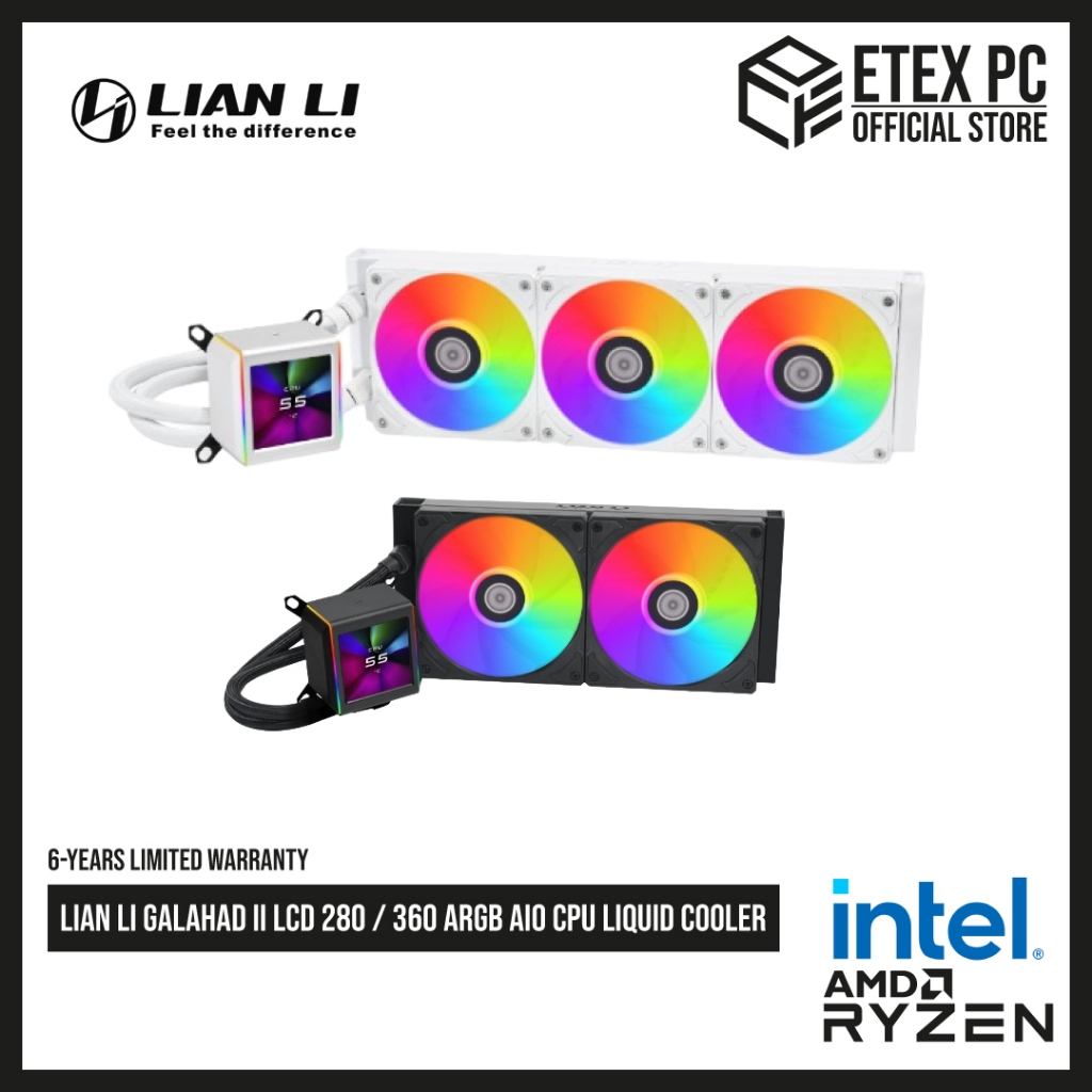 LIAN LI GALAHAD II LCD 280 / 360 ARGB AIO CPU Liquid Cooler - Black ...