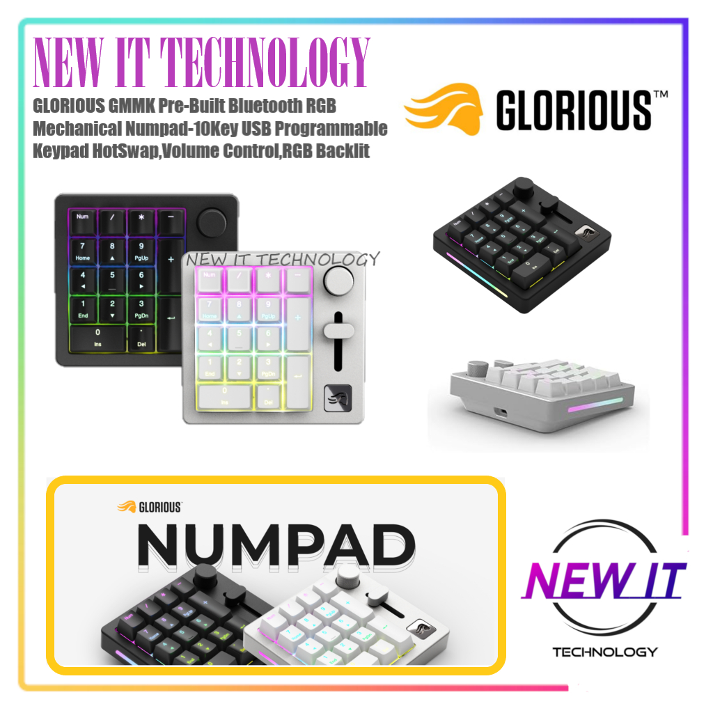 GLORIOUS GMMK Pre-Built Bluetooth RGB Mechanical Numpad-10Key USB ...