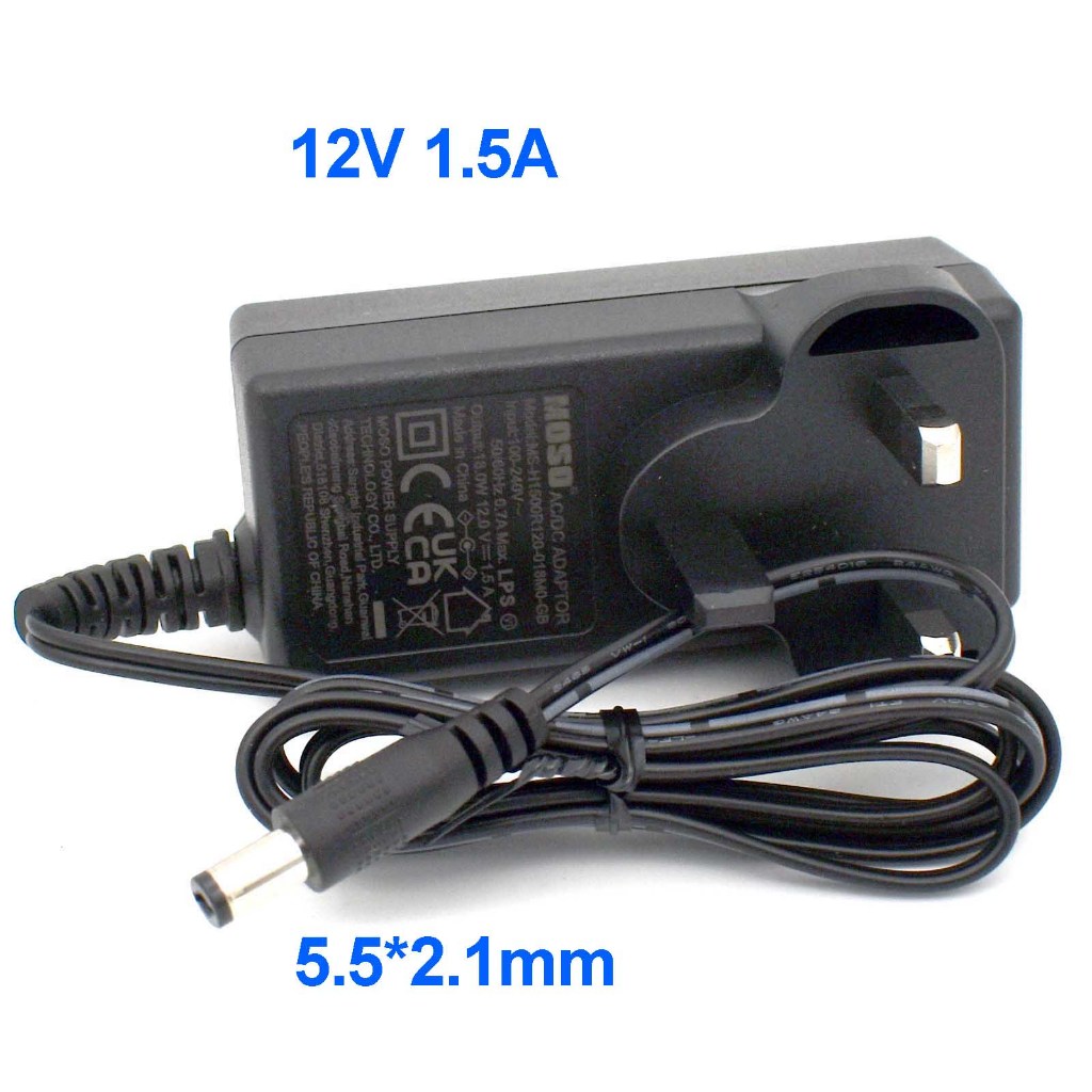 Penyesuai Adapter DC 12V 1.5A 5.5mm x 2.1mm 3pin Wall AC Power Charger ...