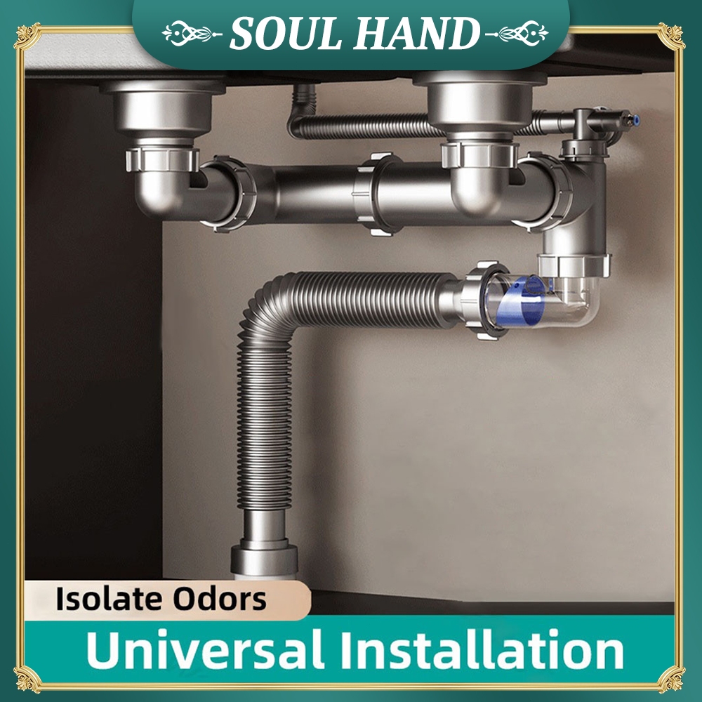 SOUL HAND Kitchen Drain Pipe Vegetable sink sewer pipe Drainage Device ...