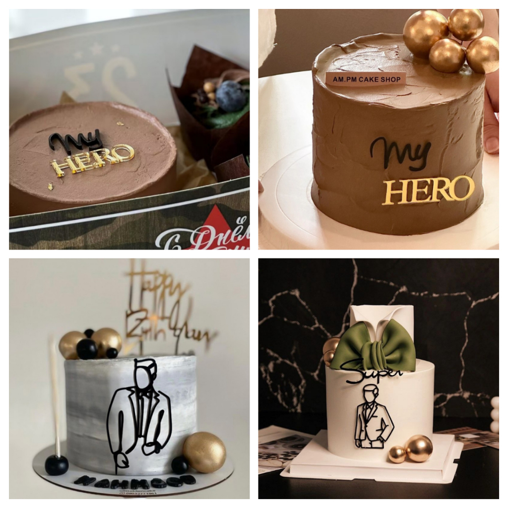 Arcylic dad father coat super my hero cake topper cake decoration ...