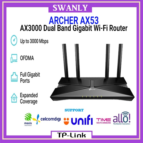 TP-LINK ARCHER AX53 AX3000 Dual Band Gigabit Wi-Fi 6 Router | Shopee Singapore