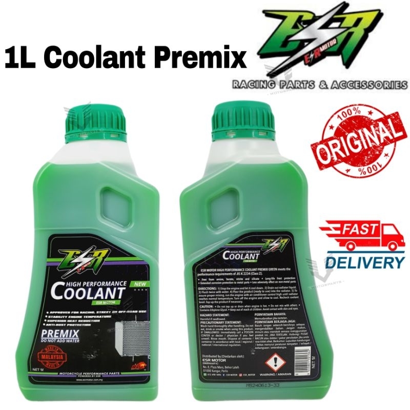 ESR MOTOR RACING COOLANT 1L PREMIX COOLANT GREEN AIR COOLANT 1 LITRE ...