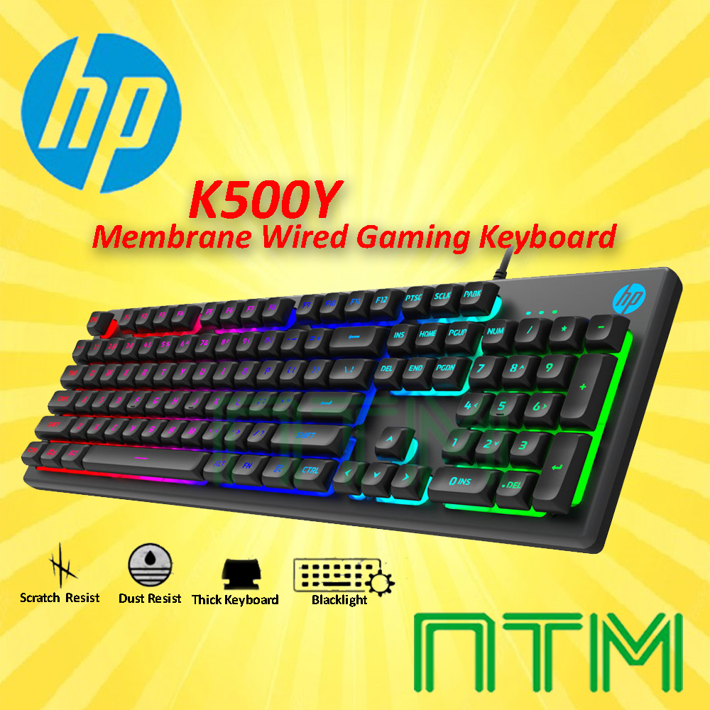 HP K500Y MEMBRANE USB WIRED GAMING KEYBOARD WITH LED BACKLIGHT ...