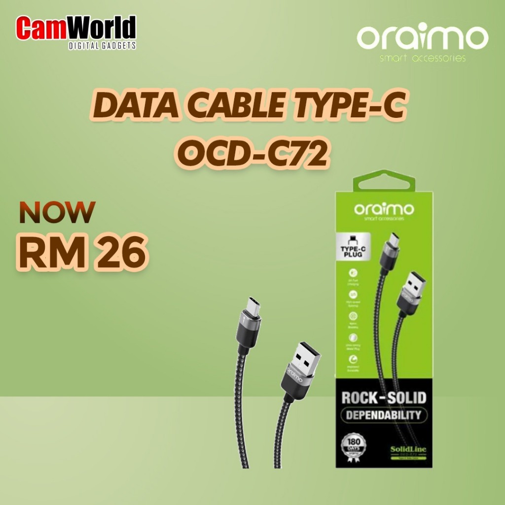 Oraimo Data Cable USB to Type C ( OCD-C72 ) | Shopee Singapore