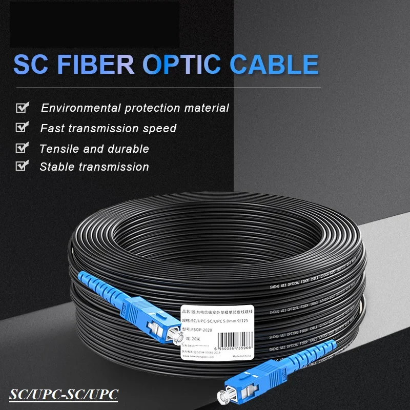 SC-SC Outdoor Armored Fiber Optic Cable Single Core Drop Cable Single ...