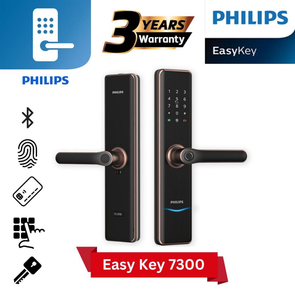 Philips Digital Lock Easy Key 7300 New with Bluetooth | Shopee Singapore