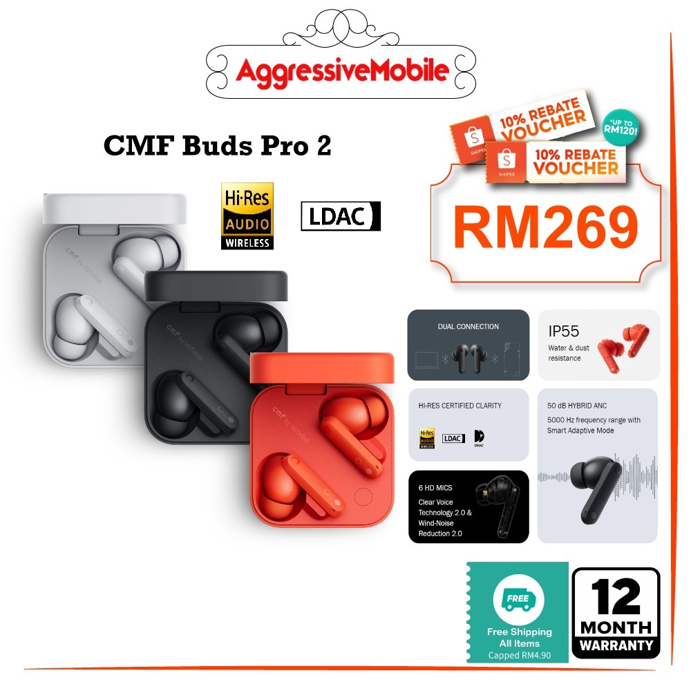CMF Buds Pro 2 [Dual Connection | Up to 43 Hours | IP55 Water & dust resistance] - 1 Year ...