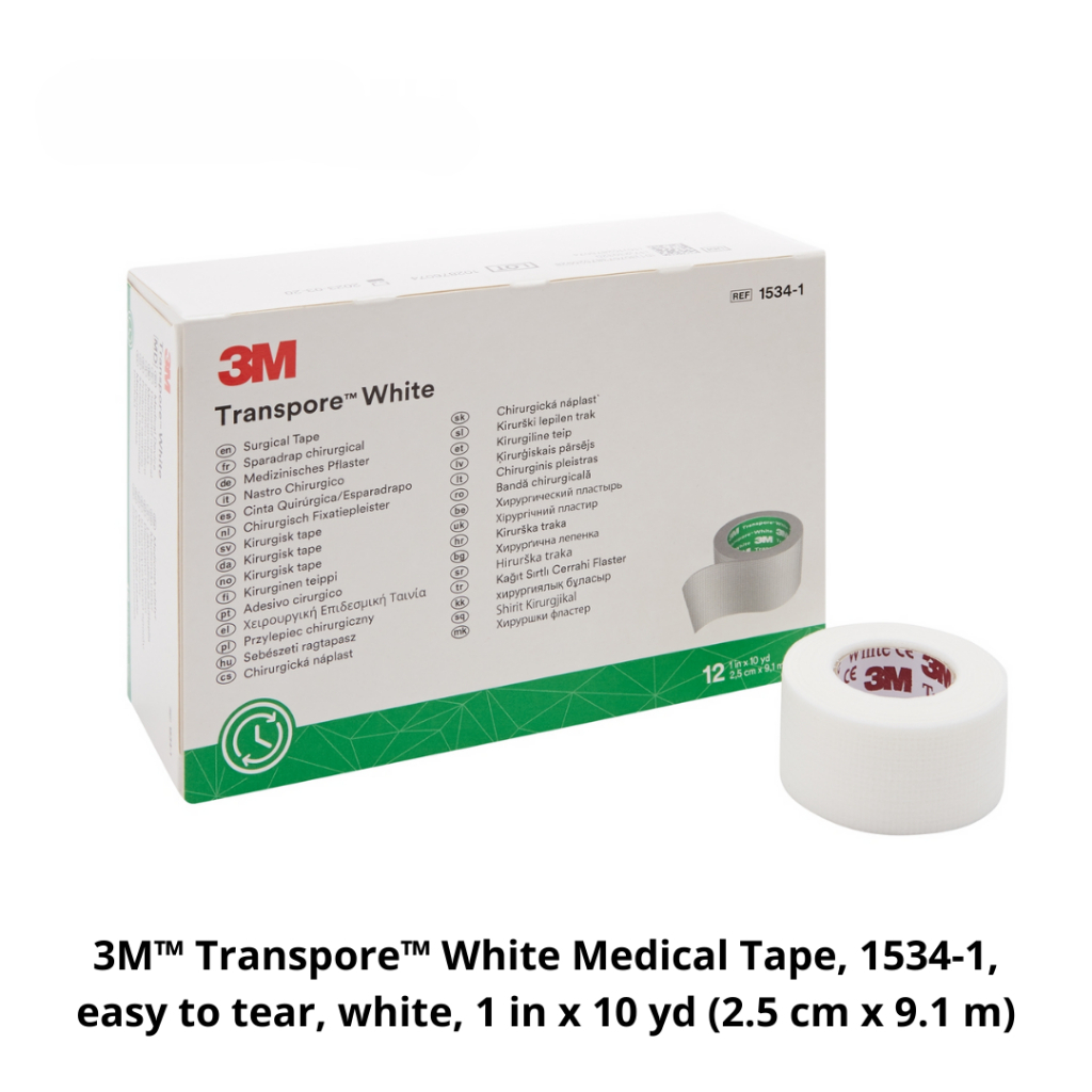 3M Transpore White Surgical Tape 1534-1 - 1" x 10YD (2.5cm X 9.1m) 1's ...