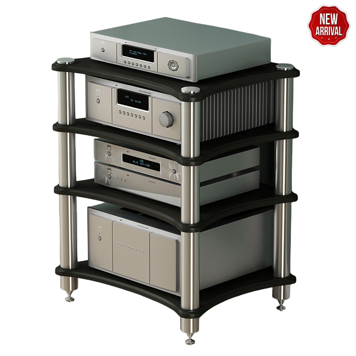 HiFi Rack AV Shelf TV Stand with MDF Media Storage Shelves Power ...