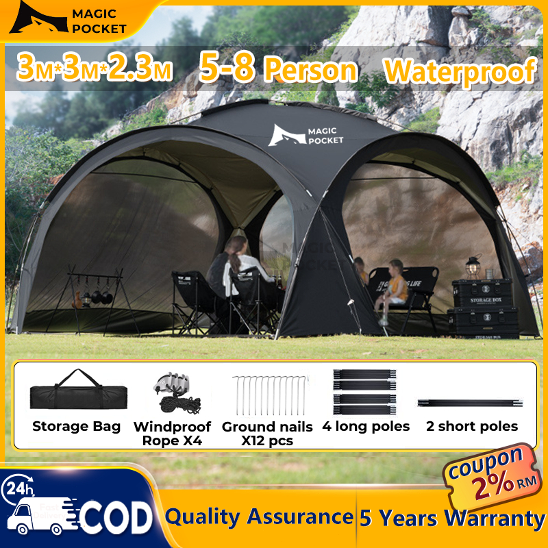 Dome Tent Shelter Dome Tent with Door Cloth Khemah Camping 5-8 people ...