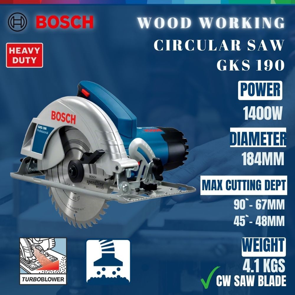 Bosch Hand-Held Circular Saw GKS190 (HEAVY DUTY) | Shopee Singapore