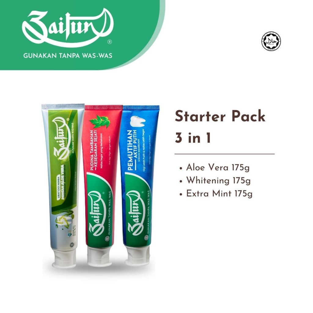 Zaitun Toothpaste Starter Pack Toothpaste Set (175g x 3) | Shopee Singapore