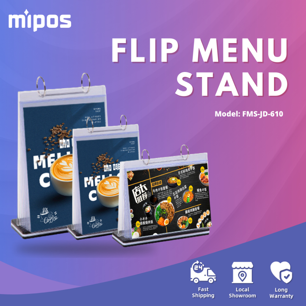 Table Menu Stand with 6 Pocket Display | A4 A5 A6 Flip Menu Stand | Clear Menu Cover | Paper ...
