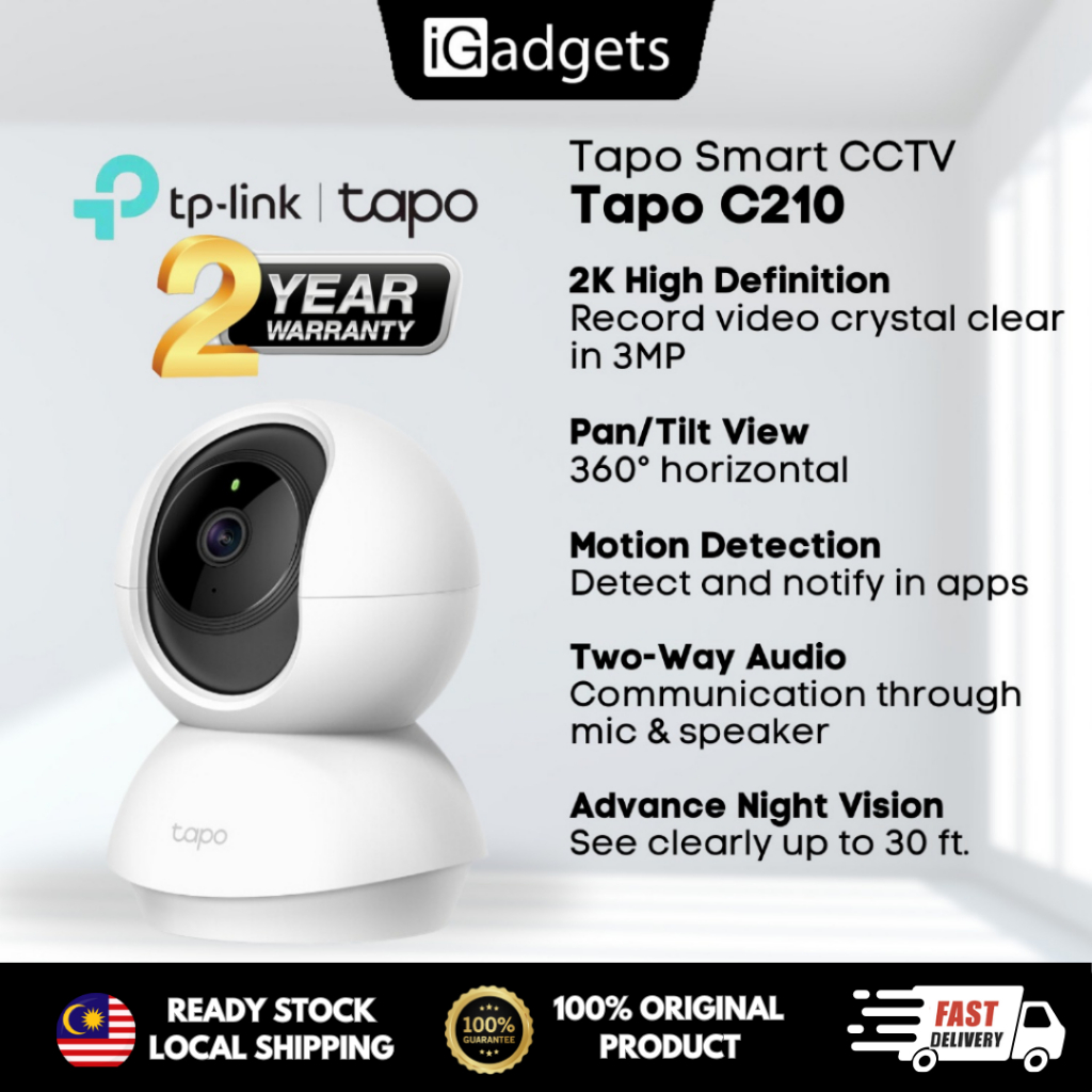 TP-Link Tapo C210 CCTV Pan/Tilt Home Security Wi-Fi Camera | Shopee Singapore