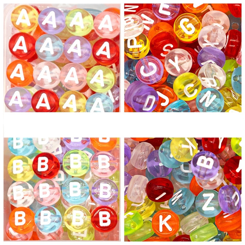 10 Gram Alphabet Beads Round Jelly Special Letters A to Z (colorful ...