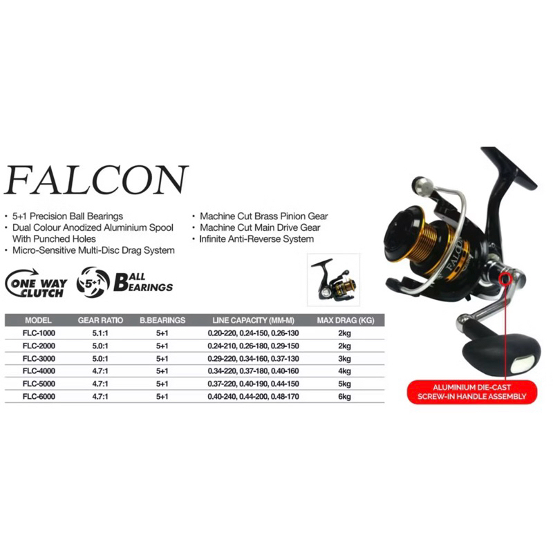 PIONEER FALCON FISHING REEL ( SPINNING SERIES ) | Shopee Singapore