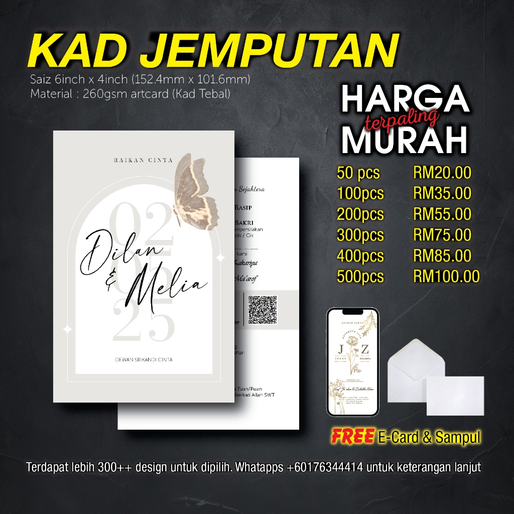 Kad Kahwin / Kad Jemputan / Invitation Card / Wedding Card A6 | Shopee ...