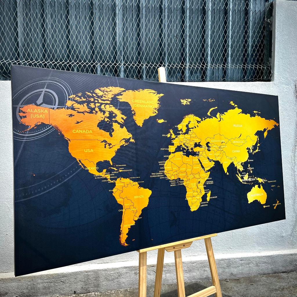HIASAN DINDING Frame Global World Map World Map World Map Large Size ...