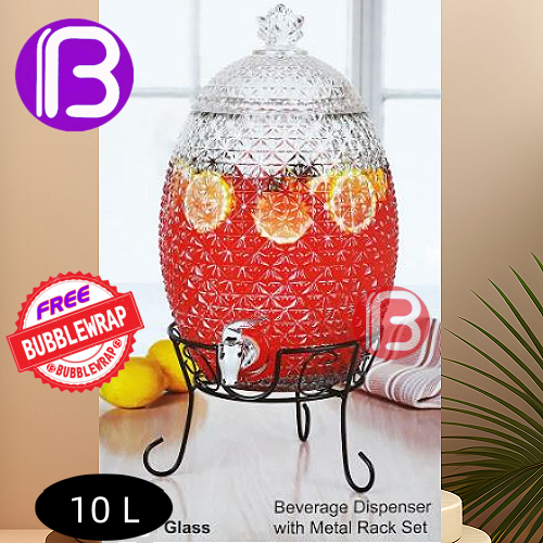 【BOSS & Bos's 10L Pineapple Shape Glass Beverage water Dispenser with ...